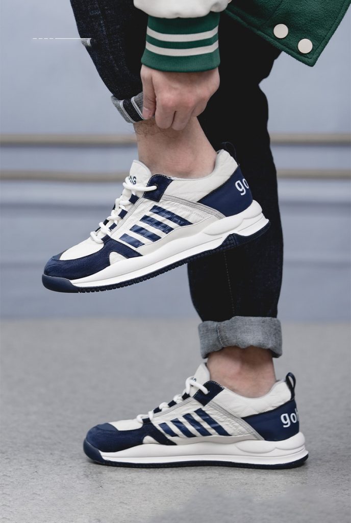 Men’s White And Blue Height Increasing Trainers – Shoes That Make You ...
