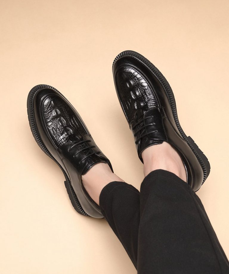 Black Crocodile Leather Elevator Dress Shoes – Shoes That Make You Taller
