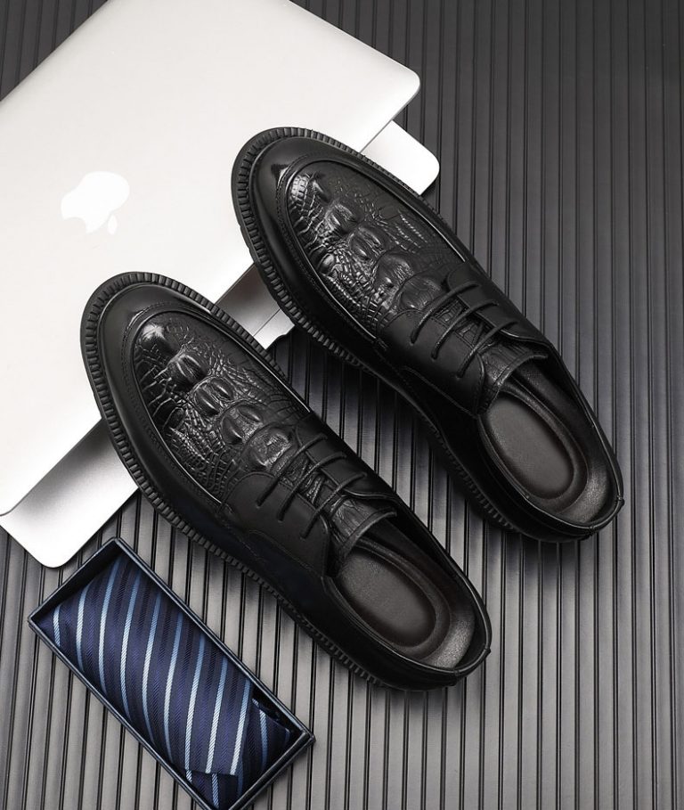 Black Crocodile Leather Elevator Dress Shoes – Shoes That Make You Taller