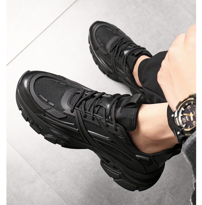 Black Chunky Sole Sneakers 3 Inch Shoes – Shoes That Make You Taller