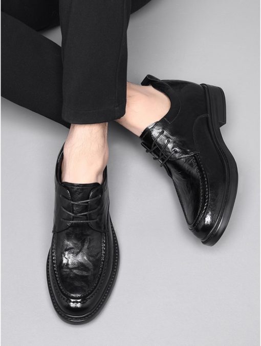 Black Moc Toe Height Increasing Formal Shoes – Shoes That Make You Taller